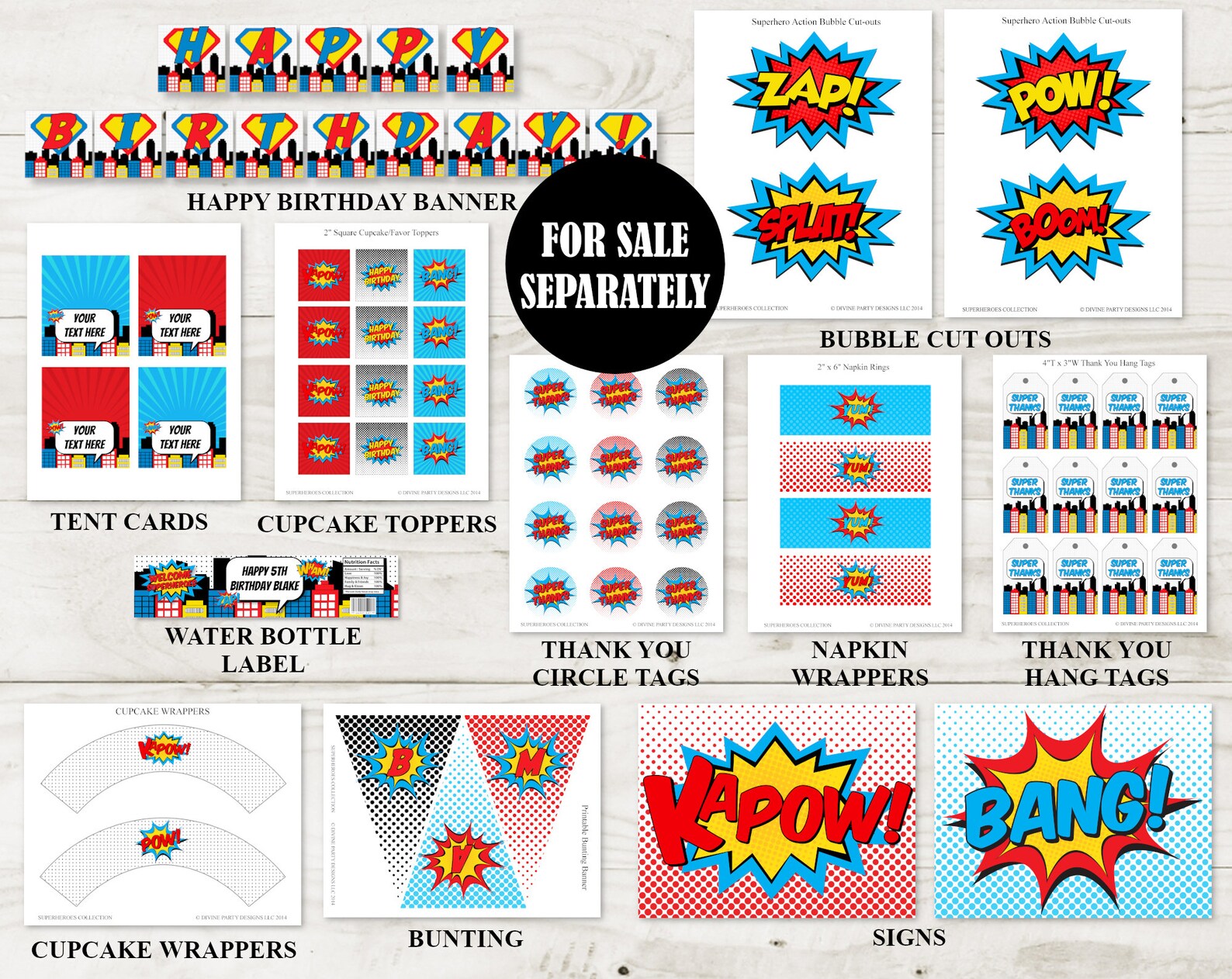 INSTANT DOWNLOAD Editable Superhero Folding Food Tent / Place Cards ...