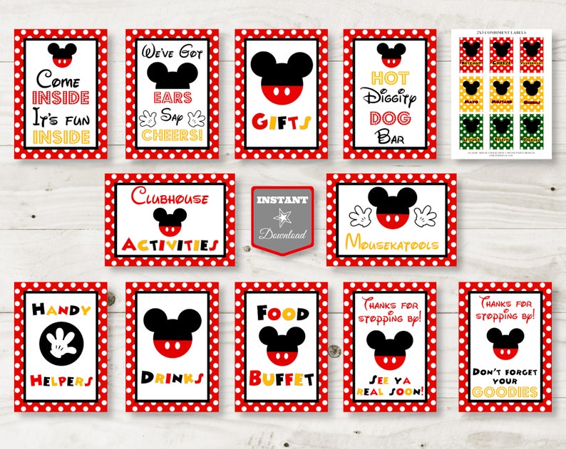 INSTANT DOWNLOAD Printable Classic Mouse 5x7 Party Sign - Etsy