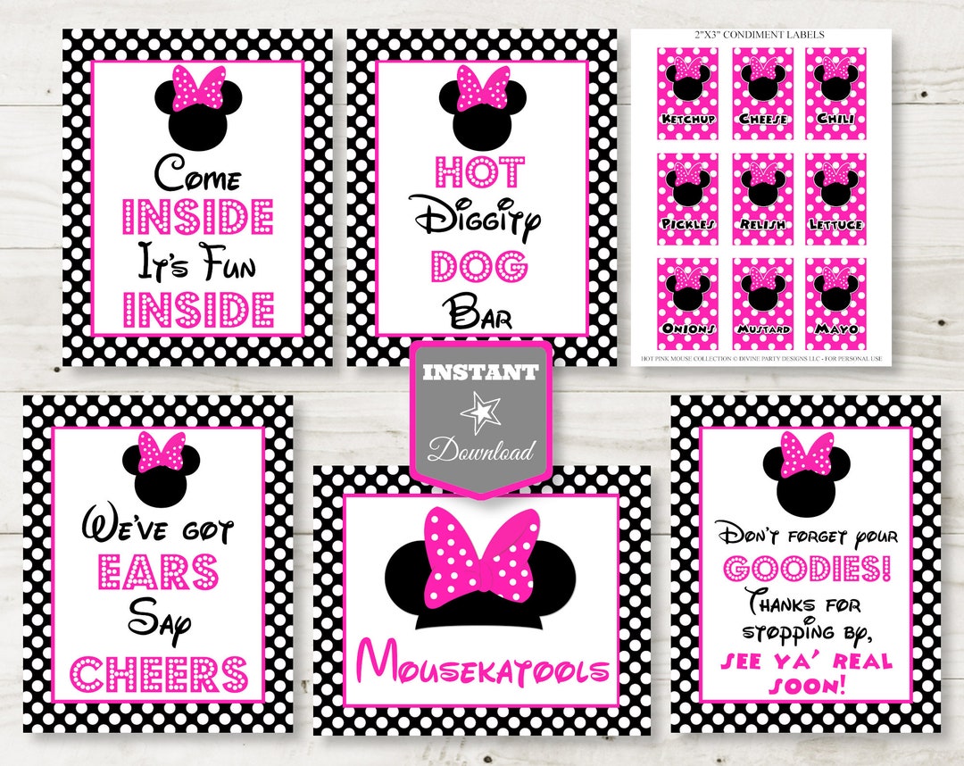 INSTANT DOWNLOAD Hot Pink Mouse 8x10 Printable Party Sign Package / Hot ...