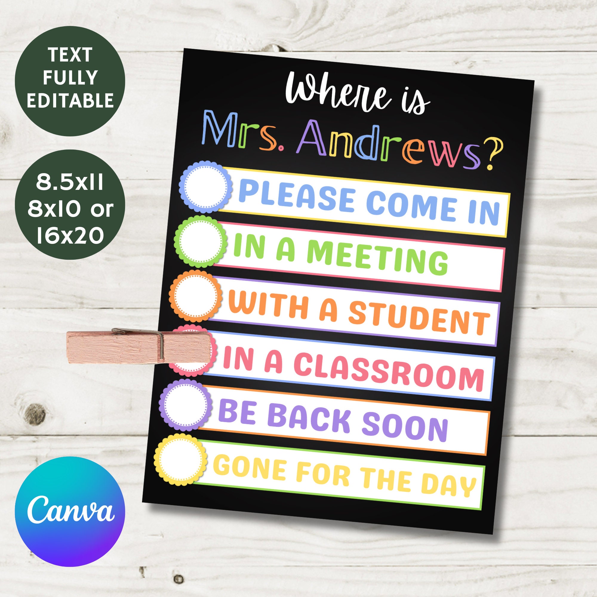 Printable Where's the Teacher Sign Template, Editable, Classroom Sign ...