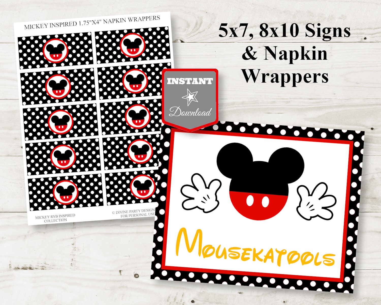 INSTANT DOWNLOAD Classic Mouse 5x7 and 8x10 Mousekatools Sign and ...