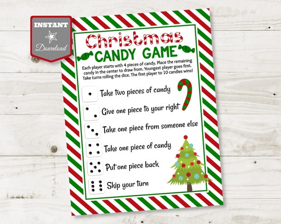 INSTANT DOWNLOAD Printable 8.5"x11" Christmas Candy Game / Christmas ...