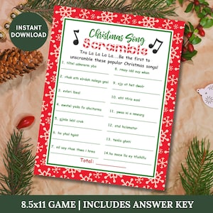 Christmas Carol Unscramble Game - Etsy