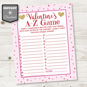 INSTANT DOWNLOAD Printable Valentine's 8.5x11 Game Package / Valentines ...