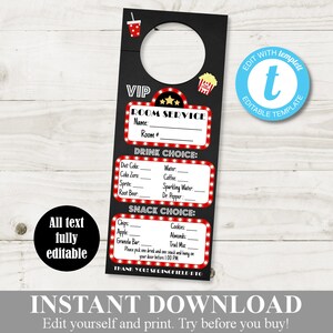 INSTANT DOWNLOAD Editable Hollywood Movie Star VIP Room Service Door ...