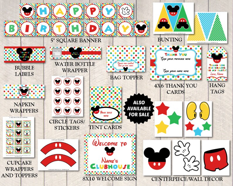 INSTANT DOWNLOAD Mouse Clubhouse Printable 8x10 or 16x20 Editable ...