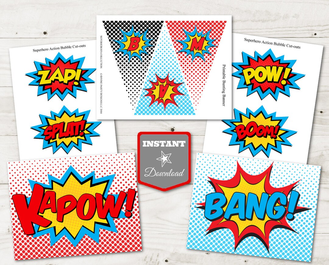 INSTANT DOWNLOAD Superhero Printable Wall Banner and Sign Package ...
