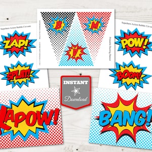 INSTANT DOWNLOAD Superhero Printable Wall Banner and Sign Package ...