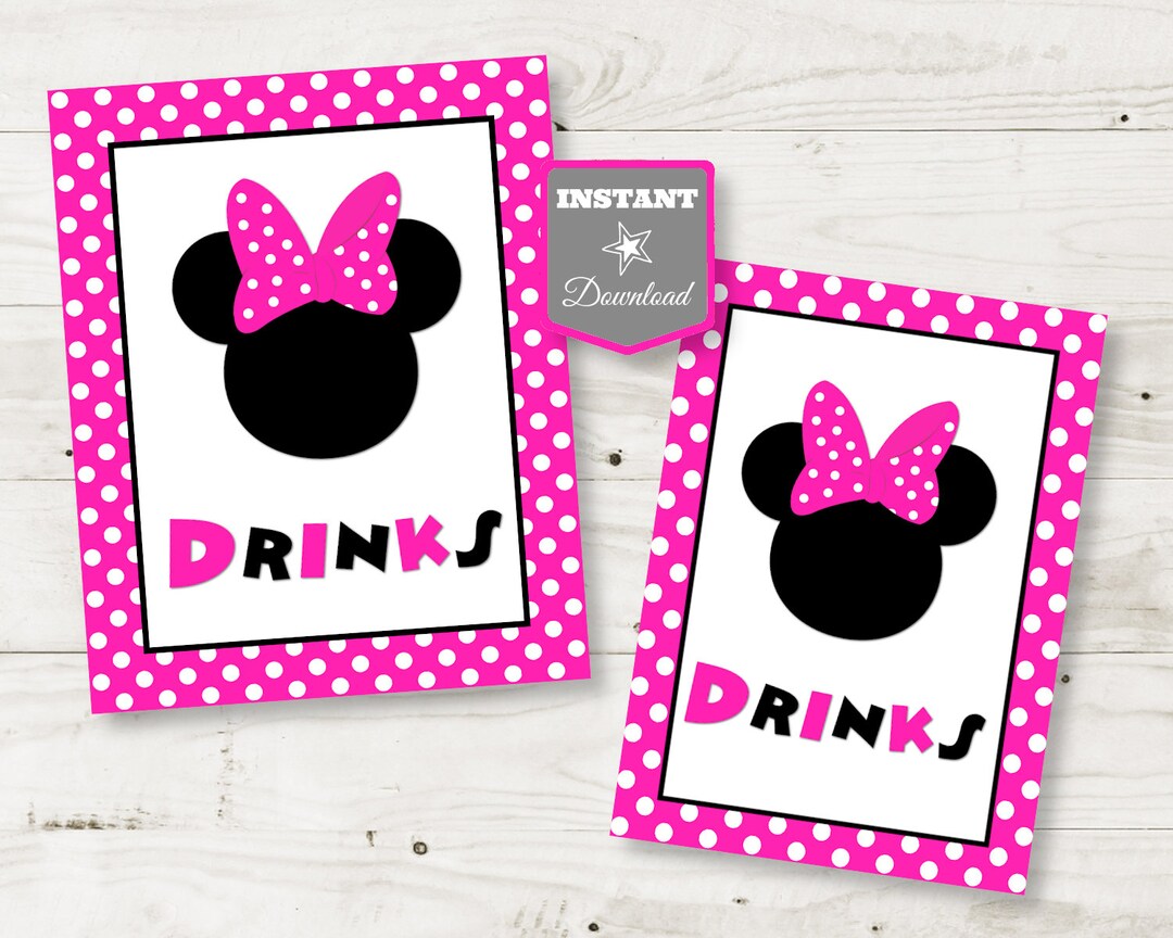 INSTANT DOWNLOAD Hot Pink Mouse Printable 5x7 and 8x10 Drinks Party ...