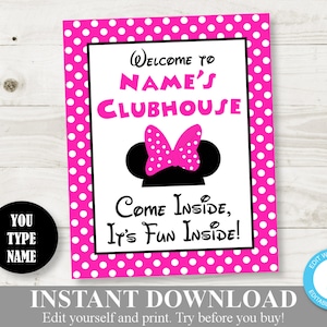 INSTANT DOWNLOAD Hot Pink Mouse 8x10 Editable Come Inside Welcome Sign ...