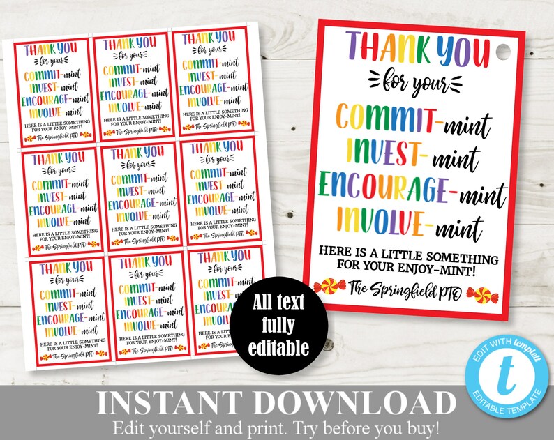 INSTANT DOWNLOAD Editable 3.5x2.5 Mint Tags / - Etsy