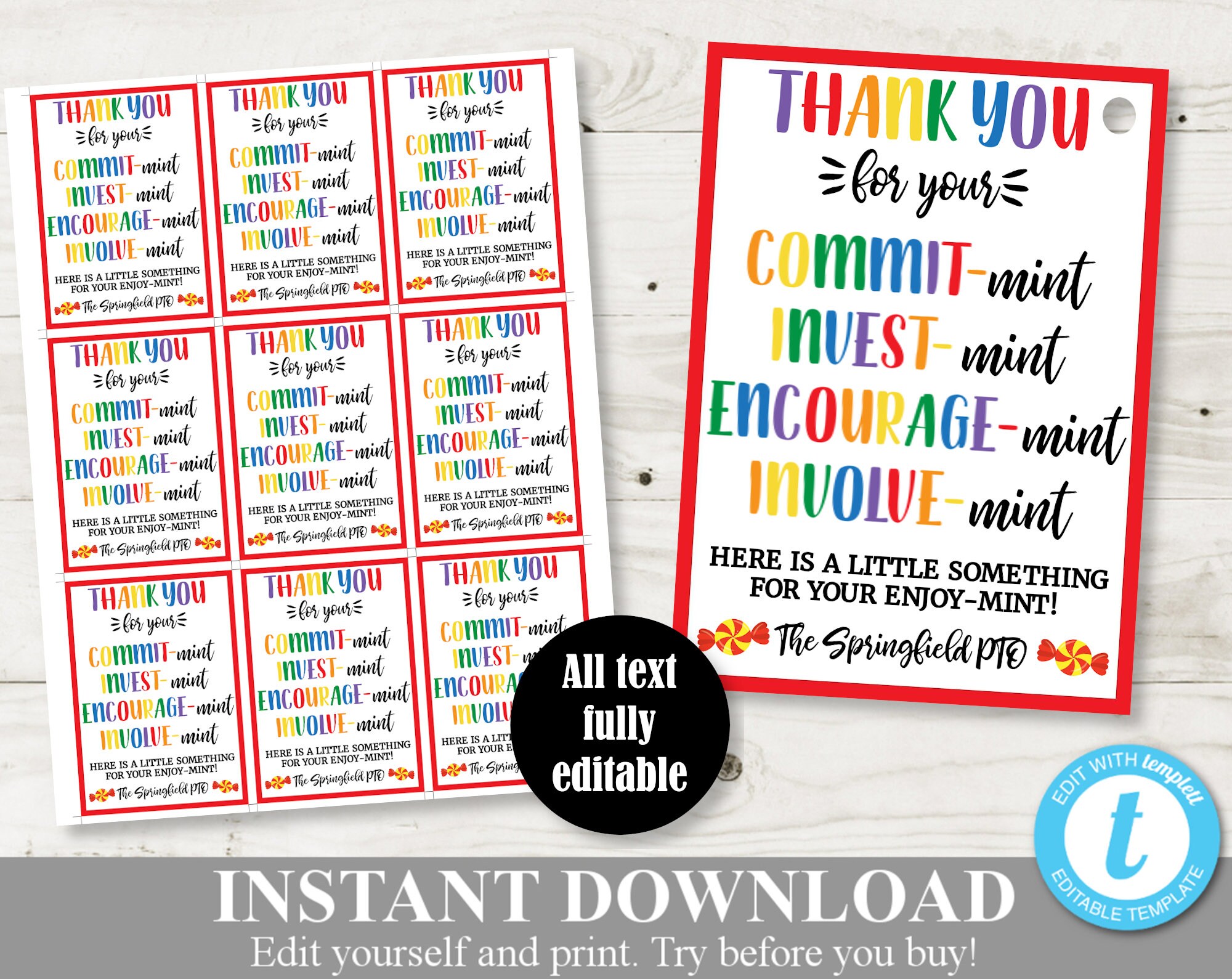INSTANT DOWNLOAD Editable 3.5x2.5 Mint Tags / - Etsy