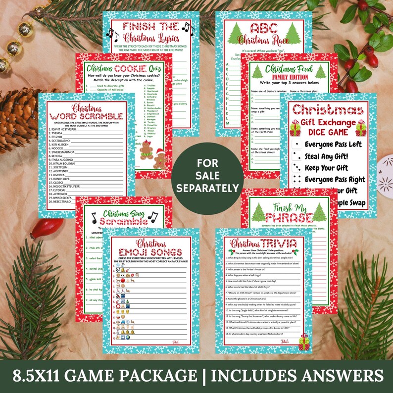 Printable Christmas Holiday Feud Family Edition Game & Answer Key ...