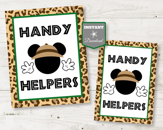 INSTANT DOWNLOAD Printable Safari Mouse Handy Helpers 5x7 or 8x10 Party ...