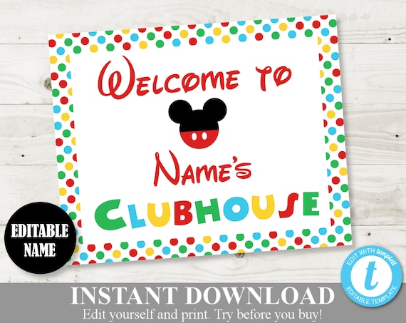 INSTANT DOWNLOAD Editable Mouse Clubhouse Inspired 8x10 and 11x14 Party ...