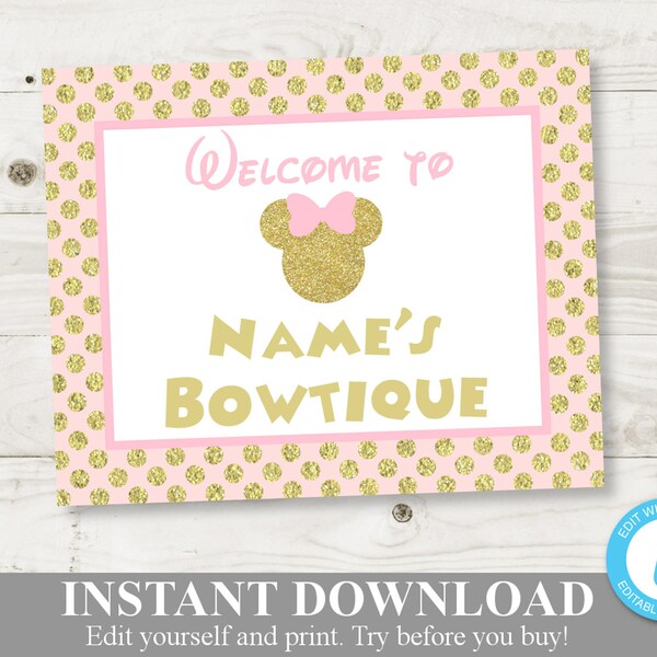 Minnie Mouse Bowtique Welcome Sign - Etsy