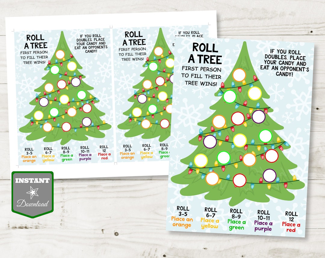 INSTANT DOWNLOAD Printable Christmas Party Roll a Tree Party Game ...
