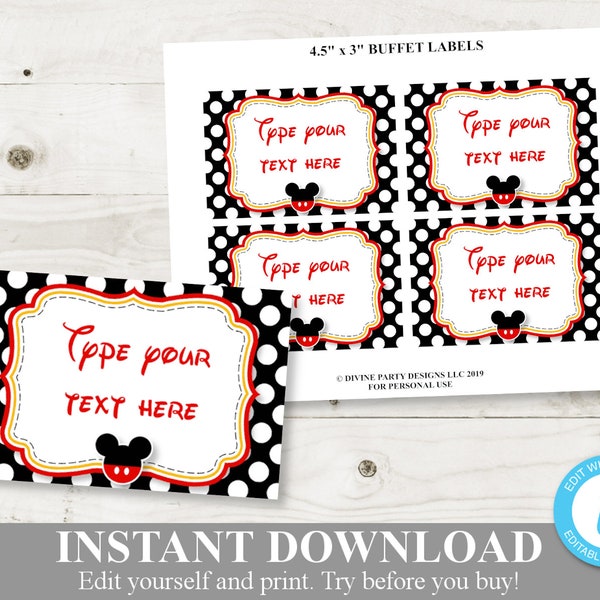 Mickey Food Labels - Etsy