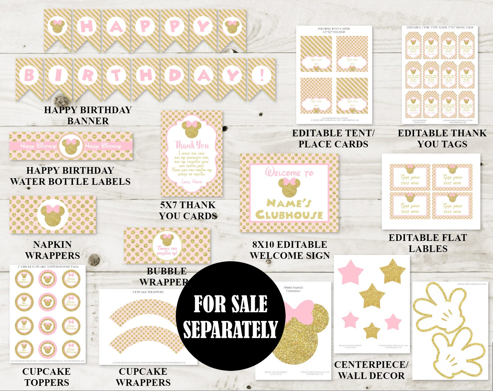 INSTANT DOWNLOAD Editable Pink & Gold Glitter Mouse Chip Bag Wrapper ...