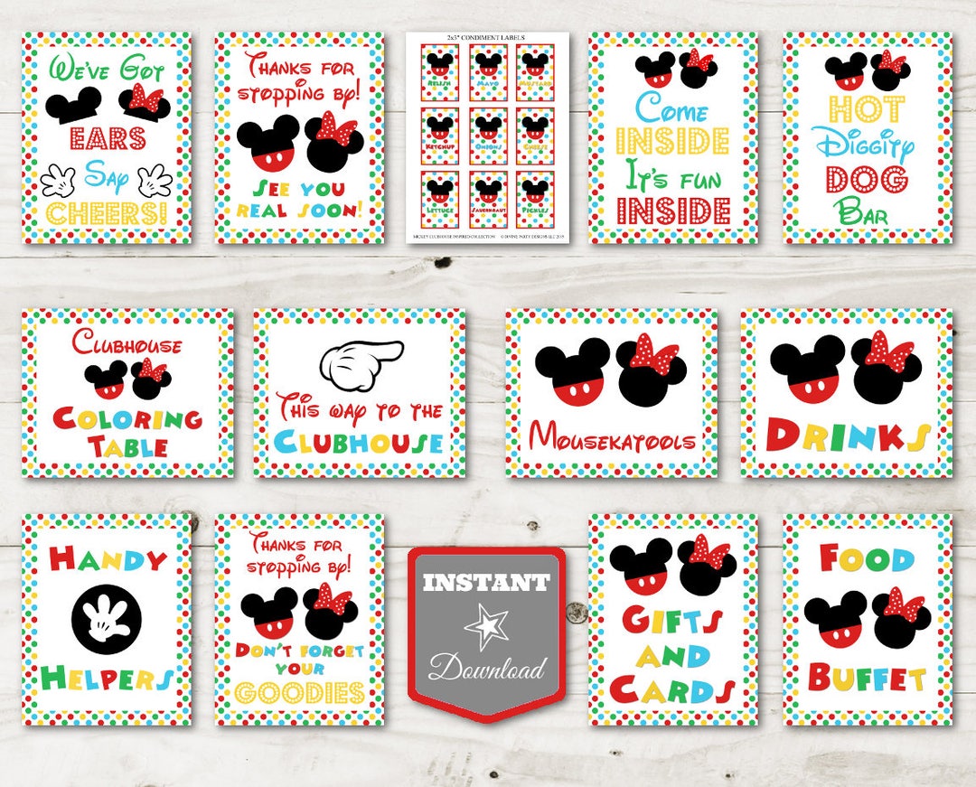 INSTANT DOWNLOAD Printable Girl and Boy Mouse Clubhouse Large 8x10 Sign ...