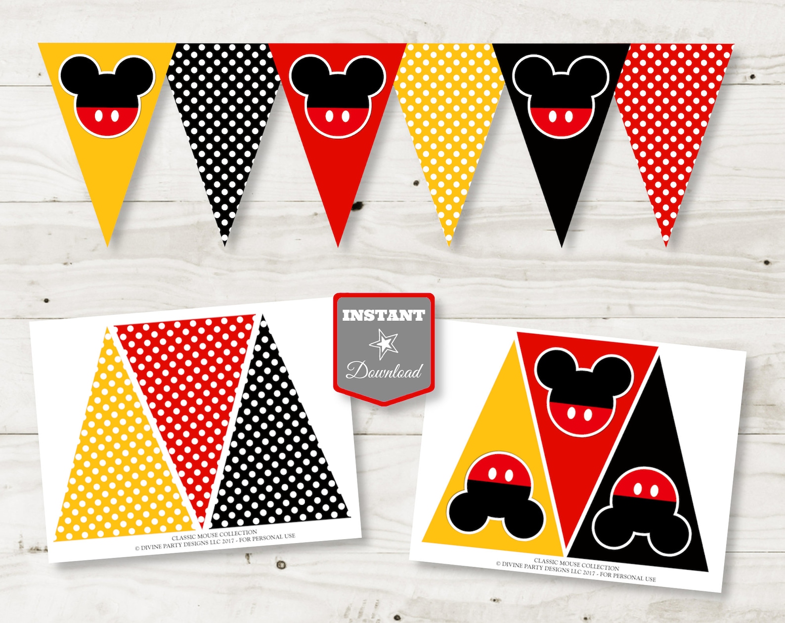 INSTANT DOWNLOAD Printable Mouse Bunting Banner / Classic Mouse ...