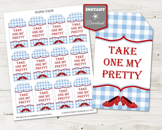 INSTANT DOWNLOAD Printable Oz 2"x3" Take One My Pretty Hang Tags ...