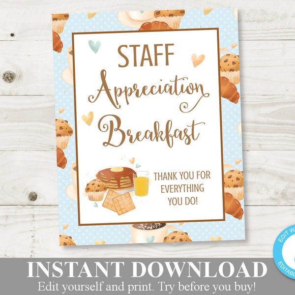 Employee Appreciation Breakfast Sign - Etsy