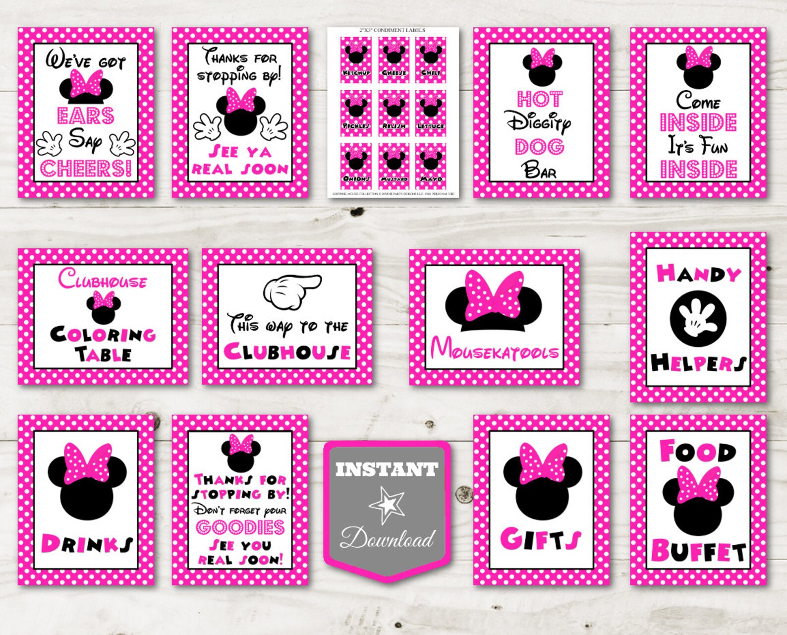 INSTANT DOWNLOAD Hot Pink Mouse 8x10 Large Party Sign Package - Etsy