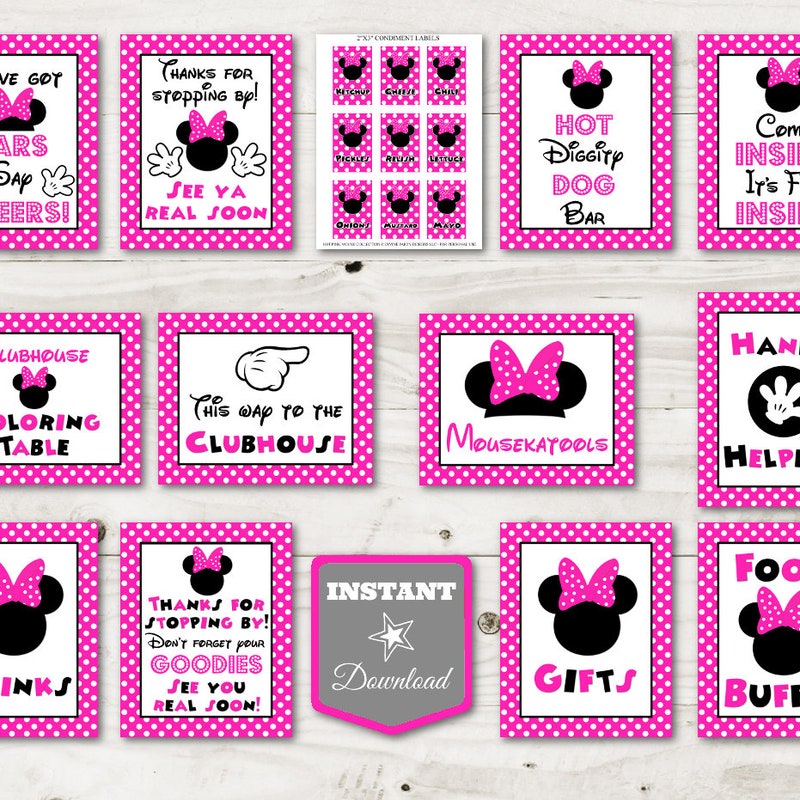 Minnie Mouse Party Signs - Etsy