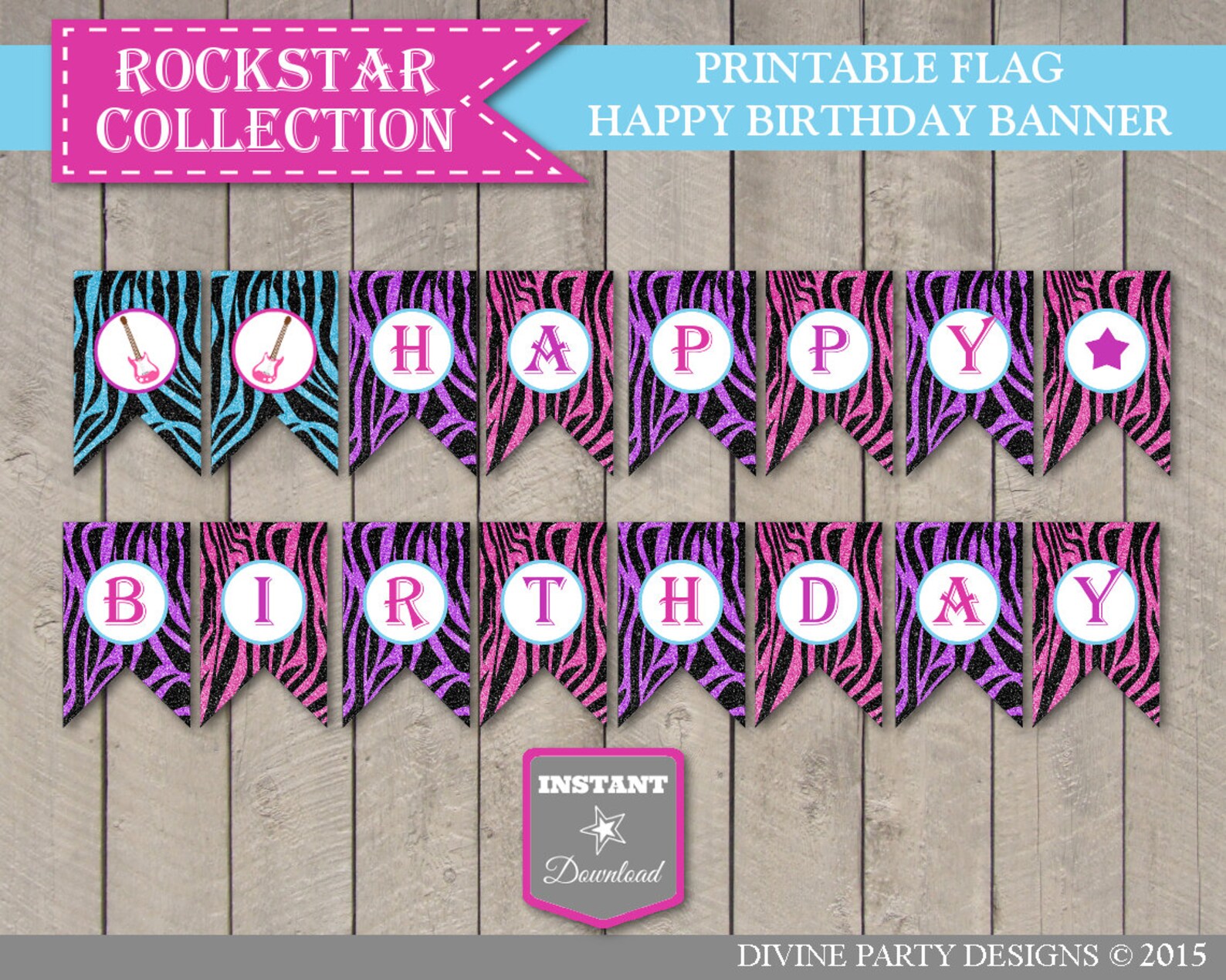INSTANT DOWNLOAD Rock Star Happy Birthday Banner / Printable / | Etsy