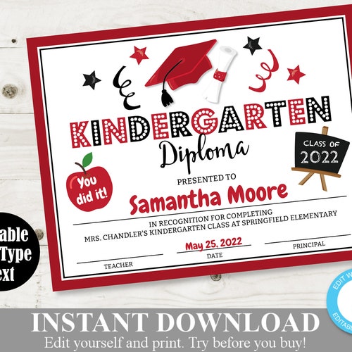 INSTANT DOWNLOAD Printable Kindergarten Graduation Stars - Etsy
