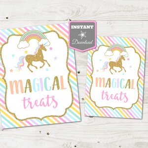 INSTANT DOWNLOAD Unicorn Printable 5x7 and 8x10 Magical Treats - Etsy