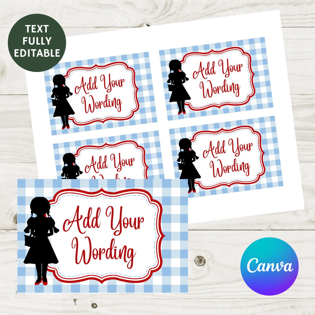 Oz Inspired Printable Editable Flat Labels, Food Label, Name Tag, Favor ...