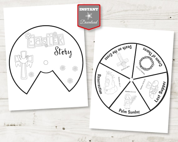 INSTANT DOWNLOAD Printable 8.5"x11" Easter Story Wheel / Craft / Jesus ...