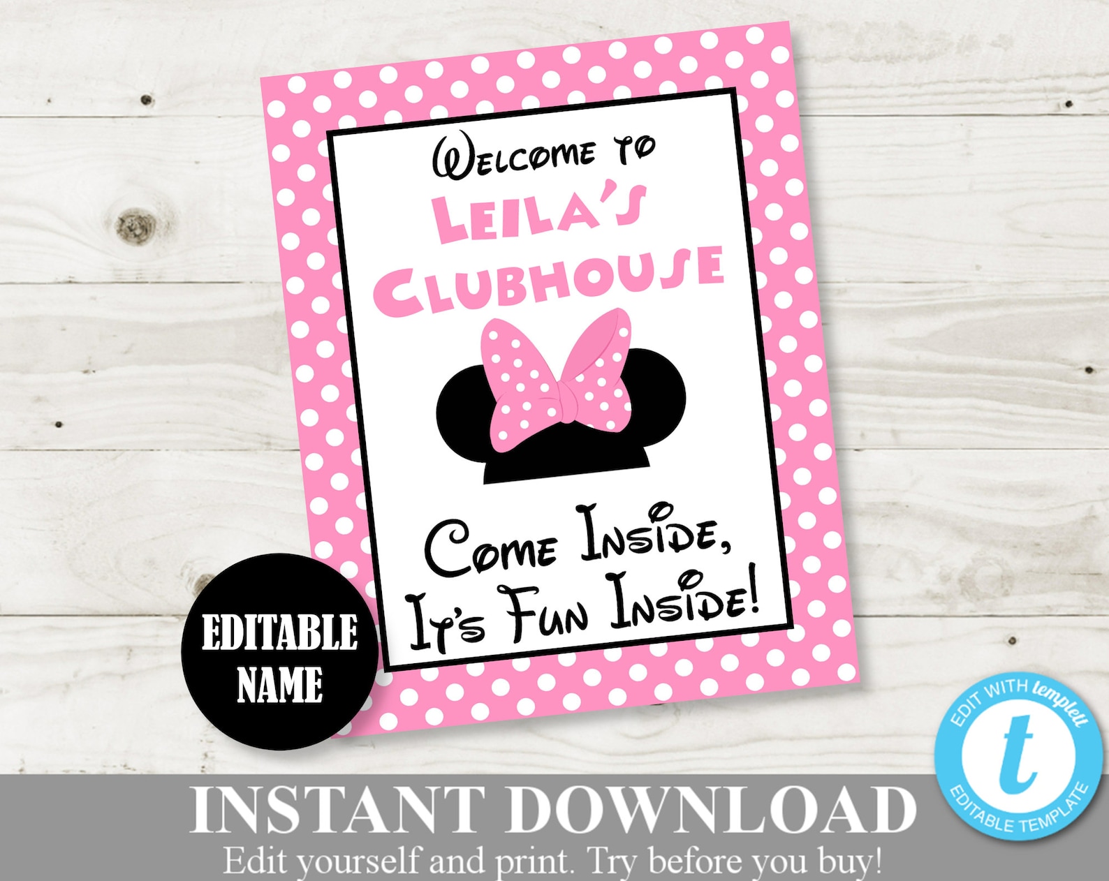 INSTANT DOWNLOAD Editable Light Pink Mouse 8x10 Printable Come - Etsy