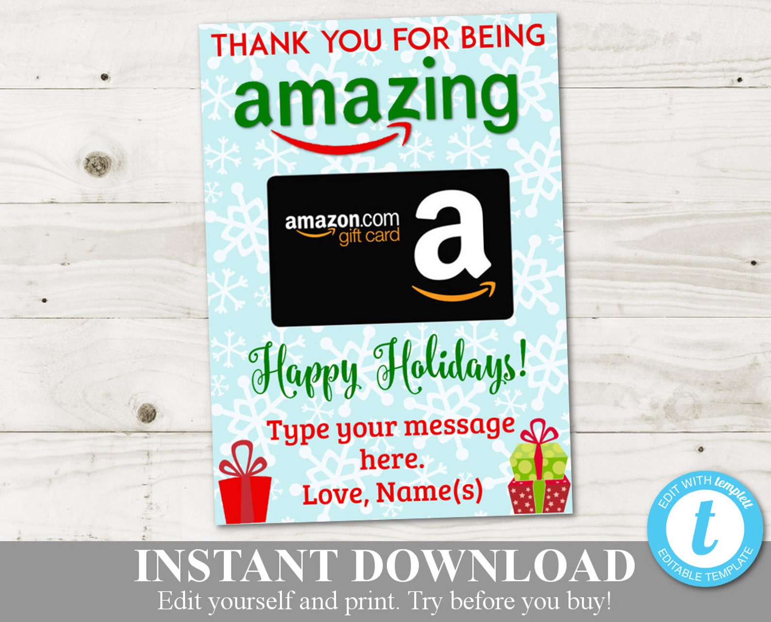 INSTANT DOWNLOAD Printable Happy Holidays 5x7 Thanks for Being | Etsy
