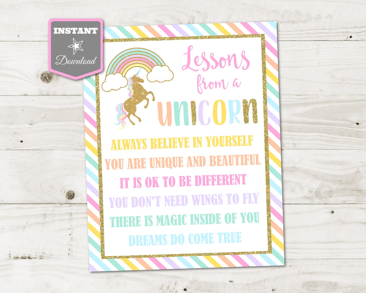 INSTANT DOWNLOAD Unicorn Printable 8x10 Lessons From a Unicorn Sign ...