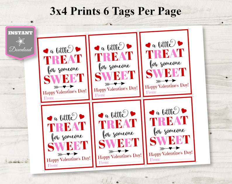 INSTANT DOWNLOAD Printable Valentine's 2x3 and 3x4 Treats for Someone ...