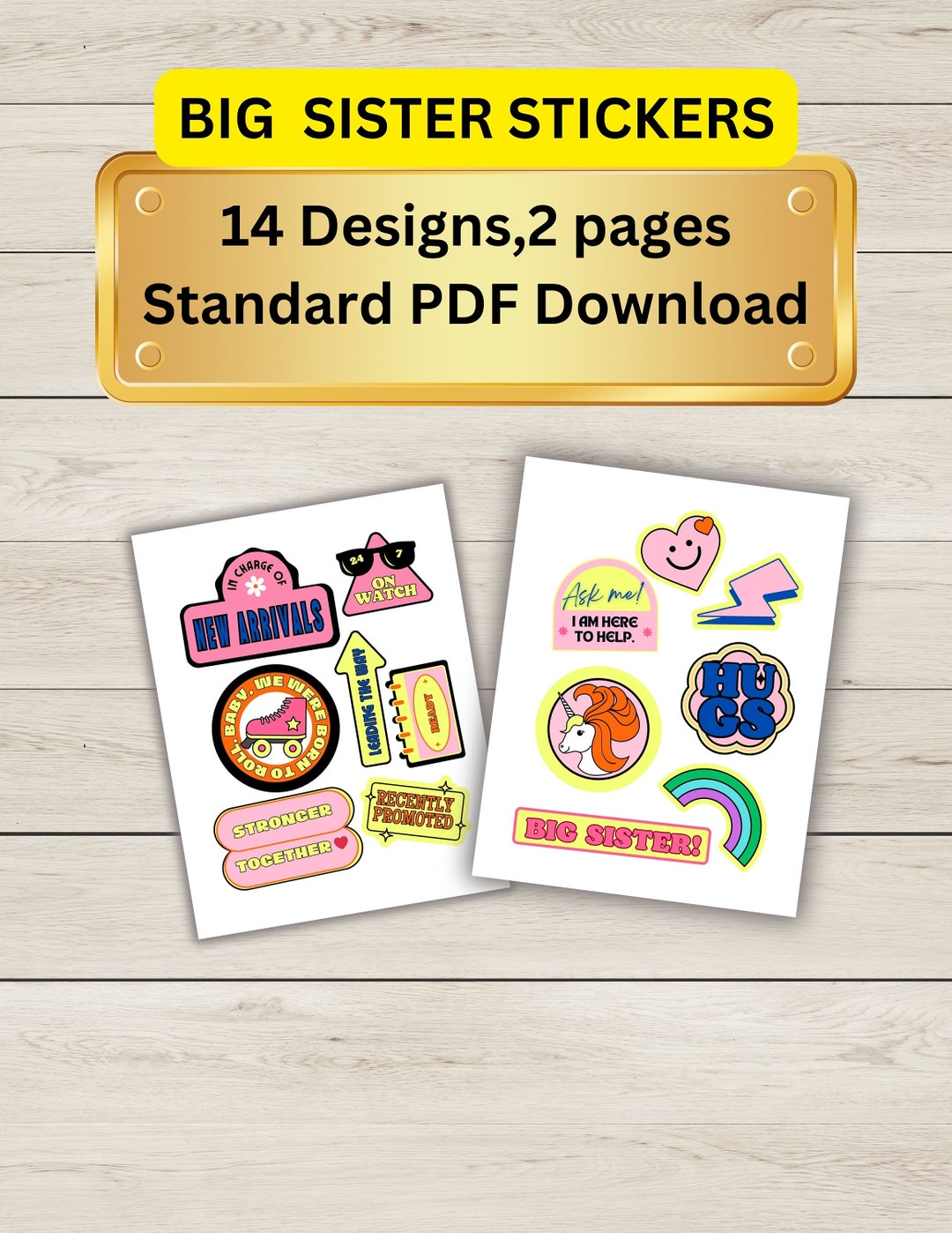 Big Sister Stickers Digital Download PDF - Etsy