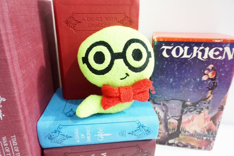 Bookworm Plush Boy Bookworm Books Library School Cute | Etsy