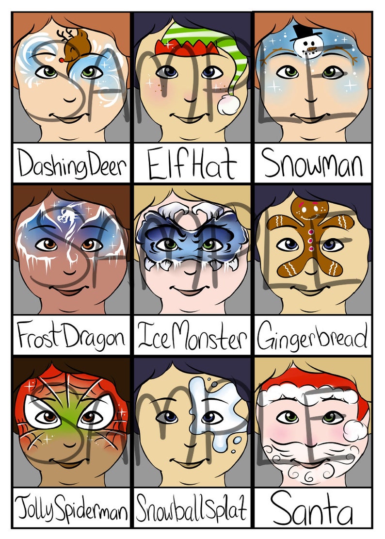 Face Painting Menu Christmas Full Faces Digital Download - Etsy Australia