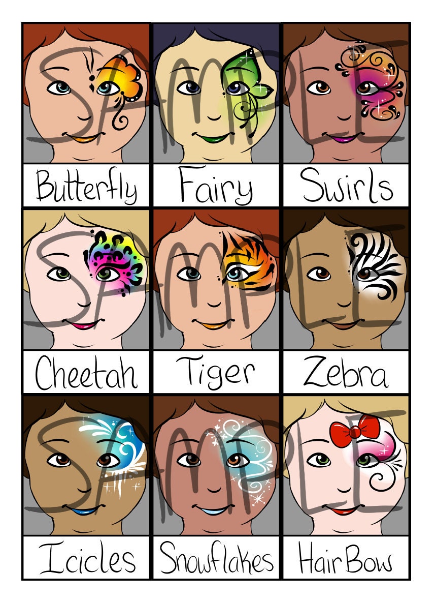 Face Painting Menu- Eyecatchers- Eye, Half, or Partial Face Designs ...