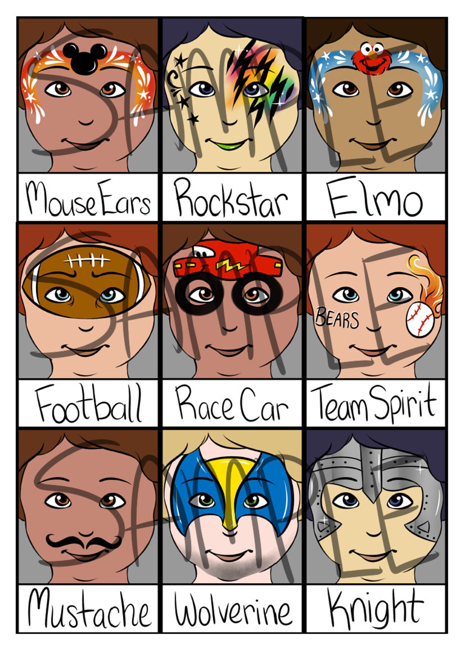 2015 Super Face Painting Menu- Part 2 of 2- Digital Download - Etsy