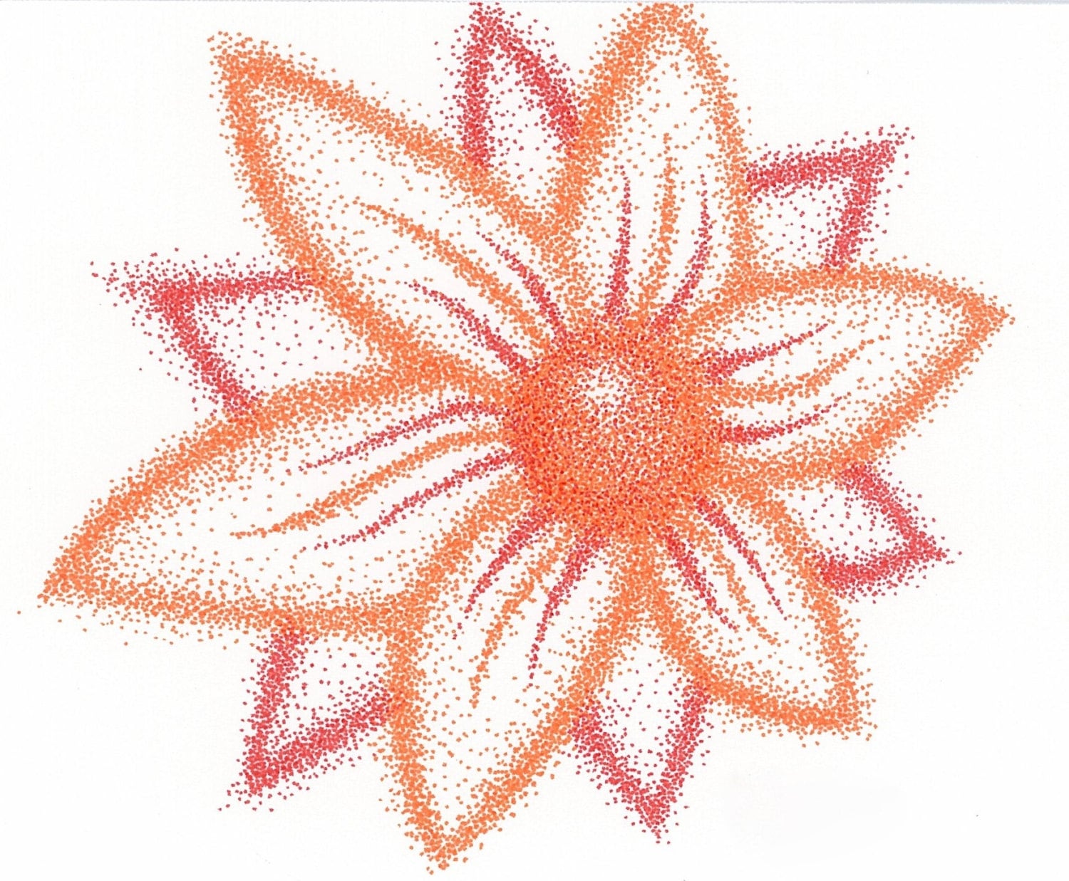 5x7 Red Orange Pointillism Flower Ink Drawing Blank Note Card - Etsy
