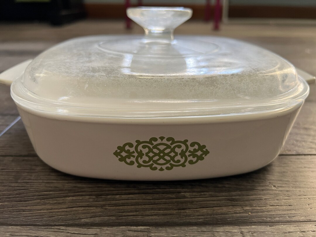 Corning Ware Shell Oil Green Medallion 8-inch Casserole Dish P-9-B With ...
