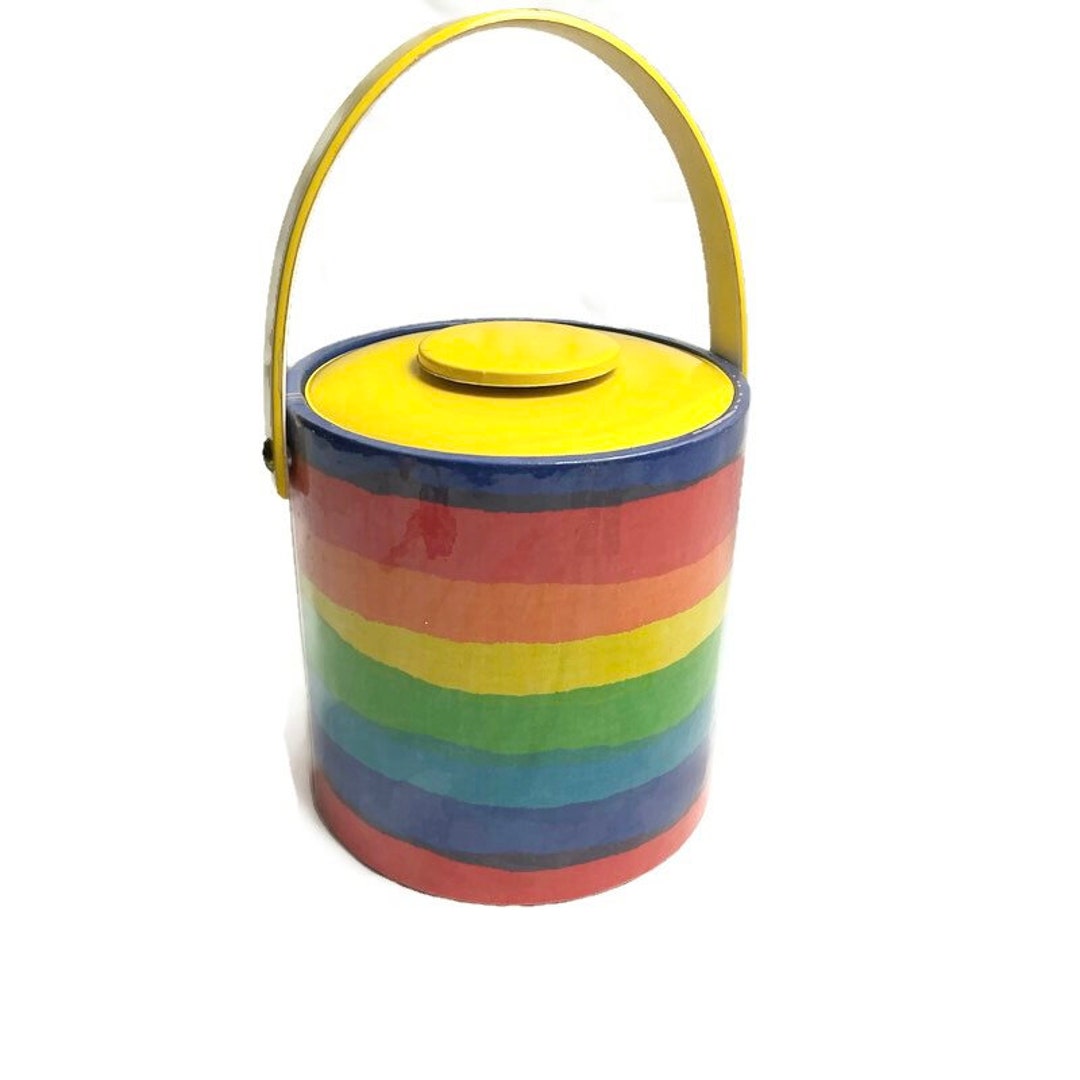 Rare Vintage Retro Rainbow Striped Ice Bucket Barware 80s Vaporwave ...