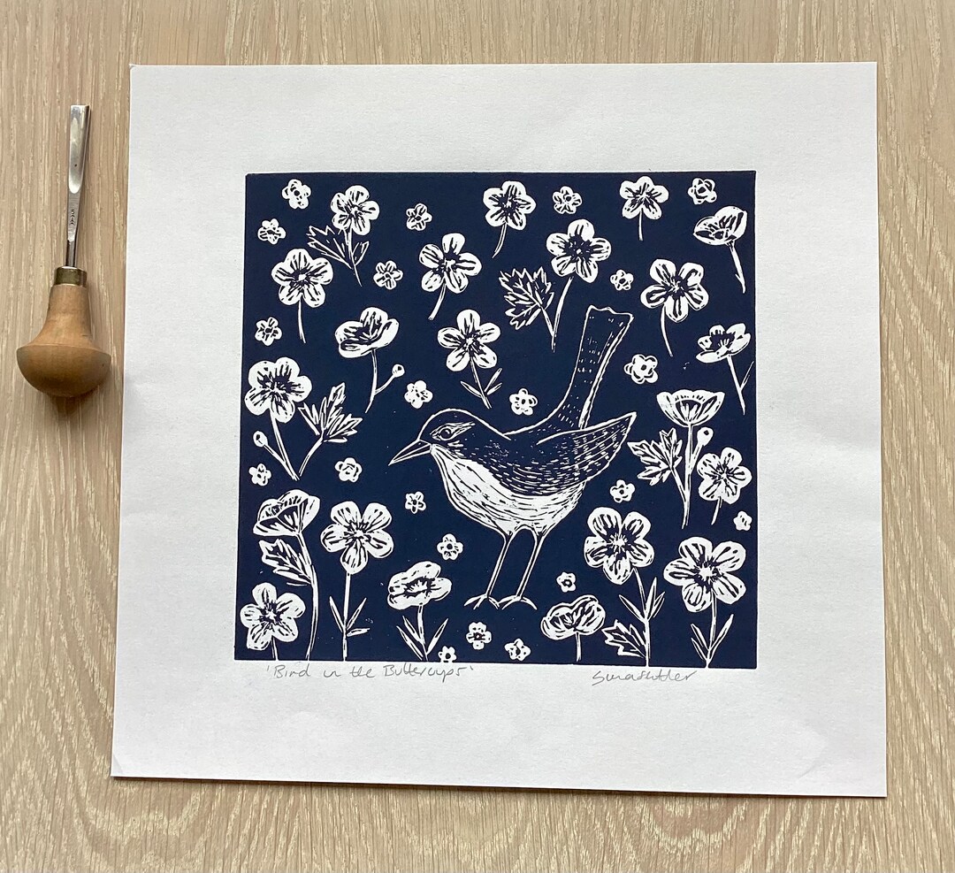 Bird Linocut Print Bird Art Birthday Gift Birdwatcher Gift Birdwatcher ...