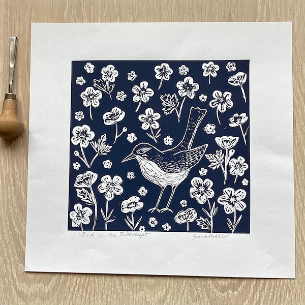 Bird Linocut - Etsy UK