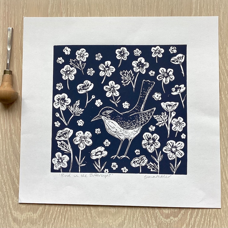 Bird Linocut - Etsy UK