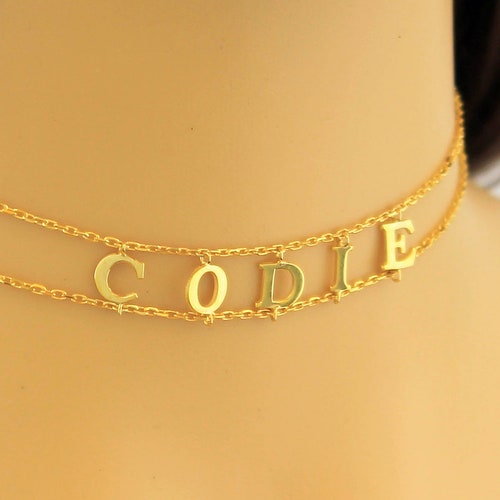 Name Choker Initial Name Necklace Personalized Choker - Etsy